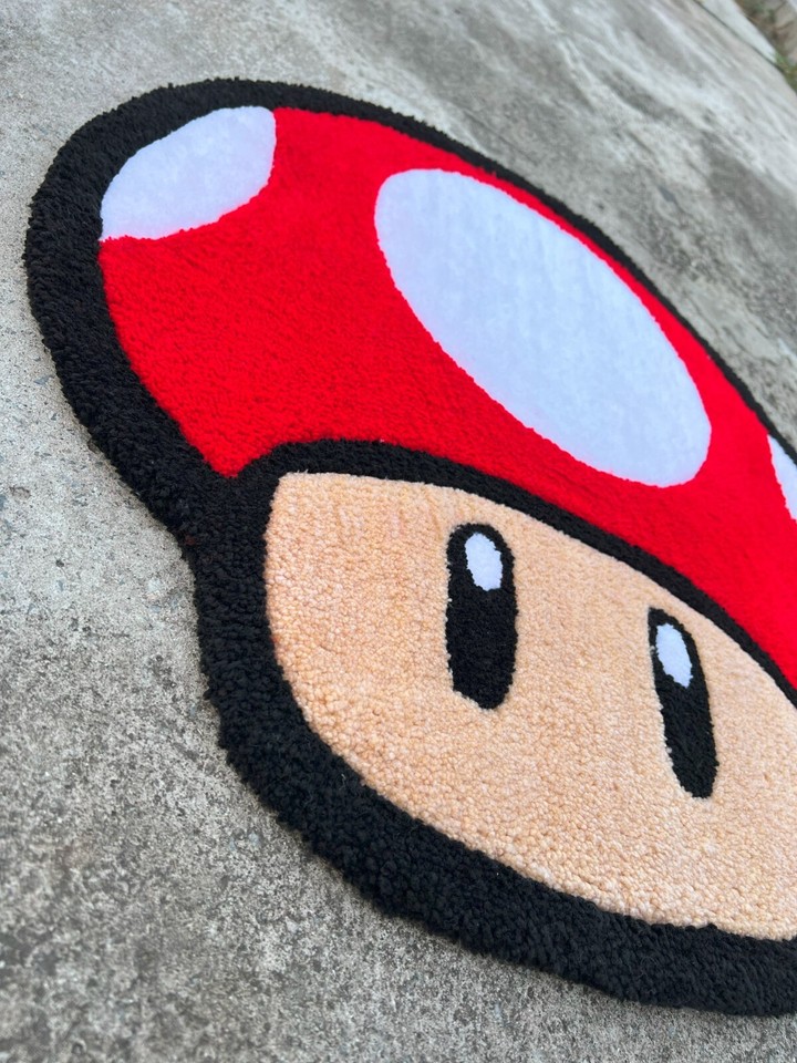 Mushroom Rug, Handtufted Super Mario Rug, Cool Colors Custom Rug for ...