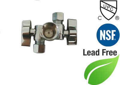 Pack 5 pcs 1/4 Turn Dual Handle Angle Stop Valve 3/8" x 1/4" x 1/2" FIP ...