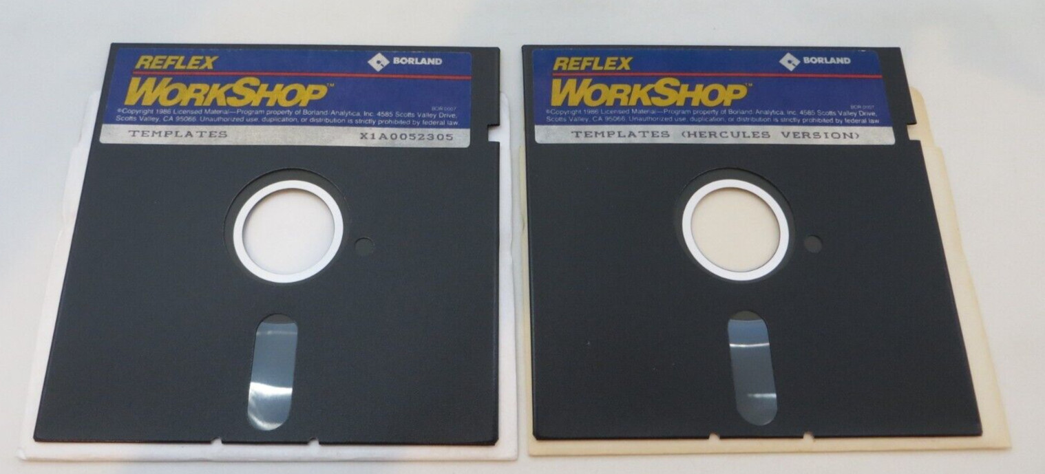 5.25" Floppy Disk REFLEX WORKSHOP Templates vintage 1986 Borland ...