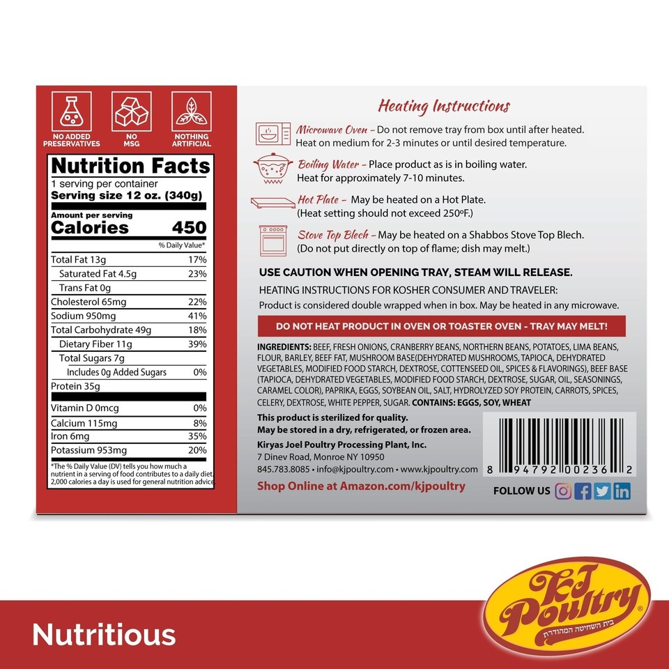 Kosher Ready Meals - Beef Chulent & Kugel, MRE Meat Meals Ready to Eat ...