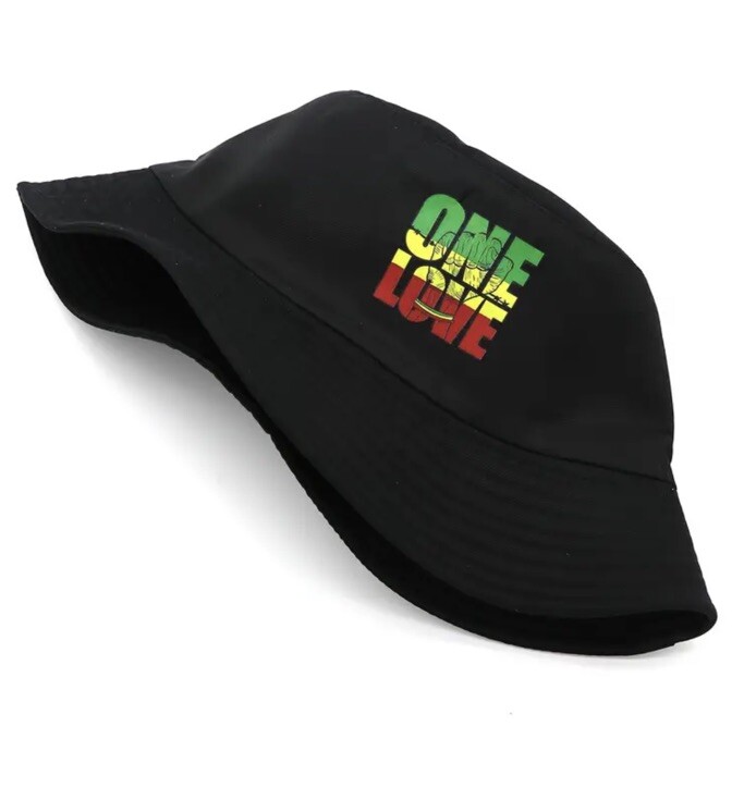 One Love Bucket Hat Color Black One Size Unisex, Bob Marley, Jamaica ...