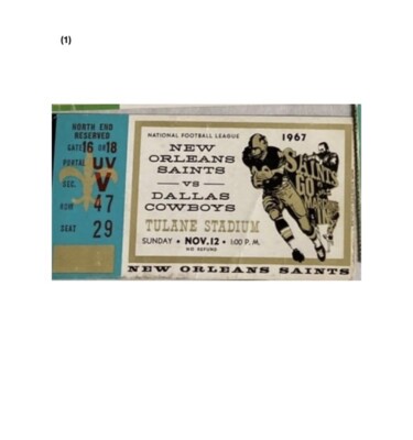 1967 67 New Orleans Saints NFL VTG Old First Season Ticket Stub Dallas ...