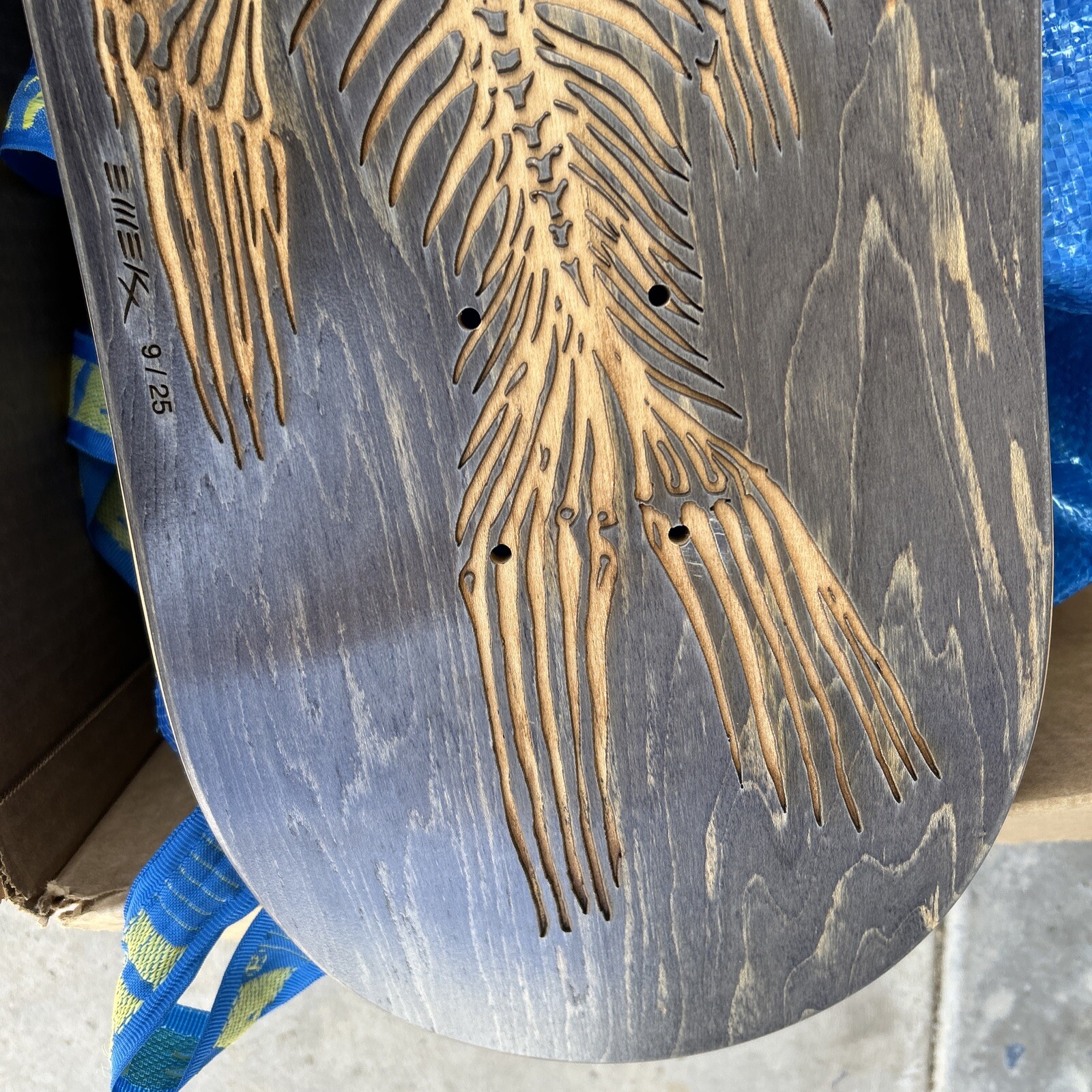 EMEK Fish Gas Mask Laser Etched Gray Skateboard Deck Signed Limited ...