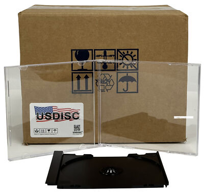 USDISC CD Jewel Cases Standard 10.4mm Unassembled, Single 1 Disc (Black ...