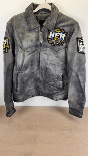 WRANGLER NFR 2018 60th PRCA Contestant Grey Leather Jacket Sz L | eBay