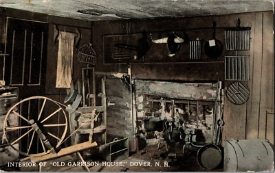 Vtg Postcard Interior of " Old Garrison House" Dover N.H. Postmarked ...