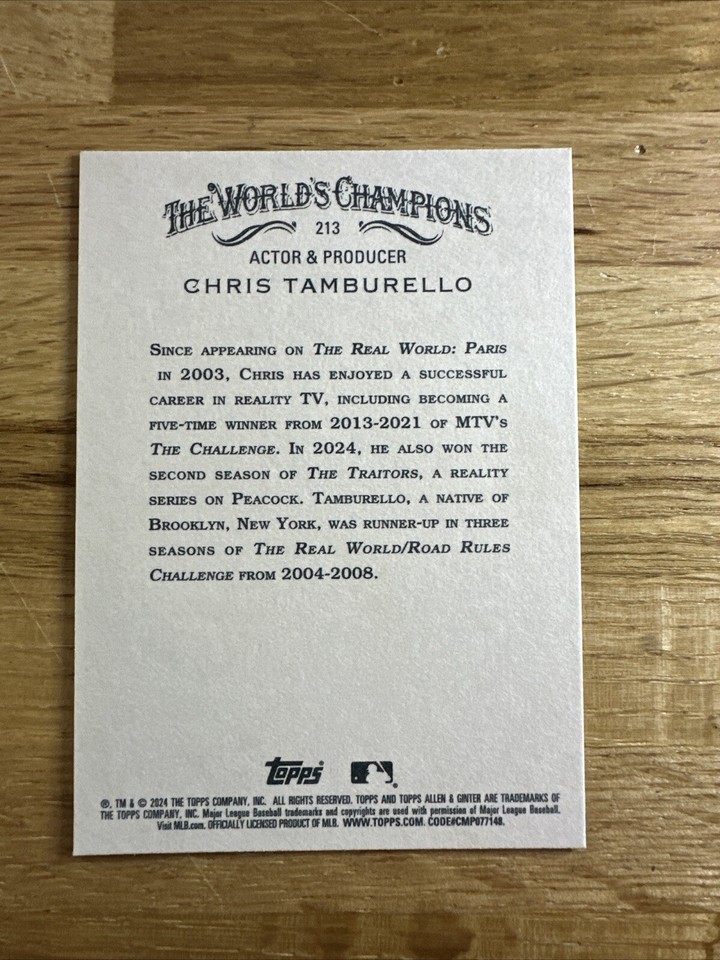 2024 Topps Allen & Ginter #213 Chris Tamburello - Actor | eBay