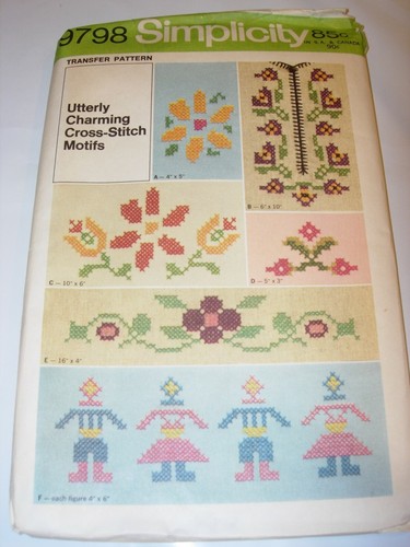 CRAFTS UNCUT SIMPLICITY 9798 Sewing Pattern CROSS STITCH TRANSFER ...