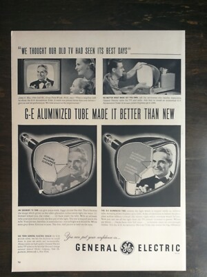 Vintage 1952 General Electric GE Aluminized Tube Full Page Original Ad ...