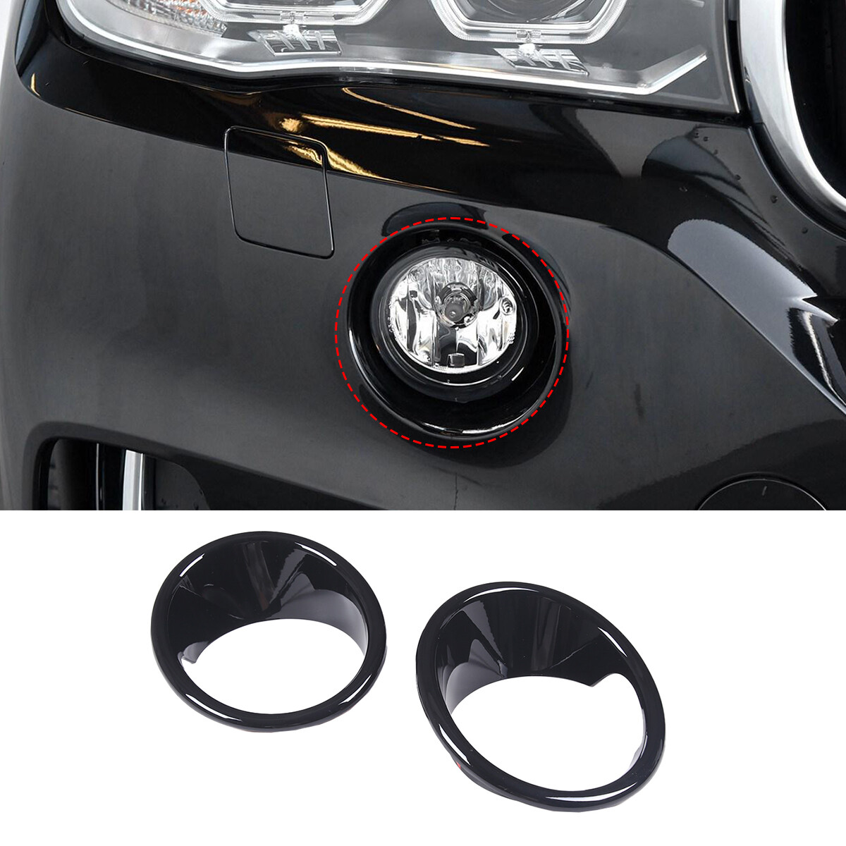 Gloss Black Front Fog Light Lamp Cover Ring Trim for BMW X5 F15 2014 ...