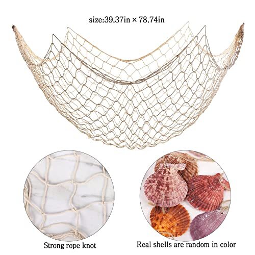 Mediterranean Nautical Decorative Fishing Net with Sea Shells Party ...