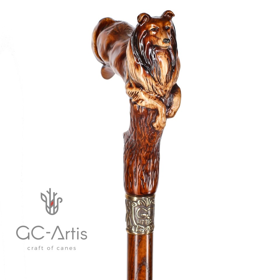 Collie Dog Walking Stick Cane Wooden Cane Scotland shepherd for men ...