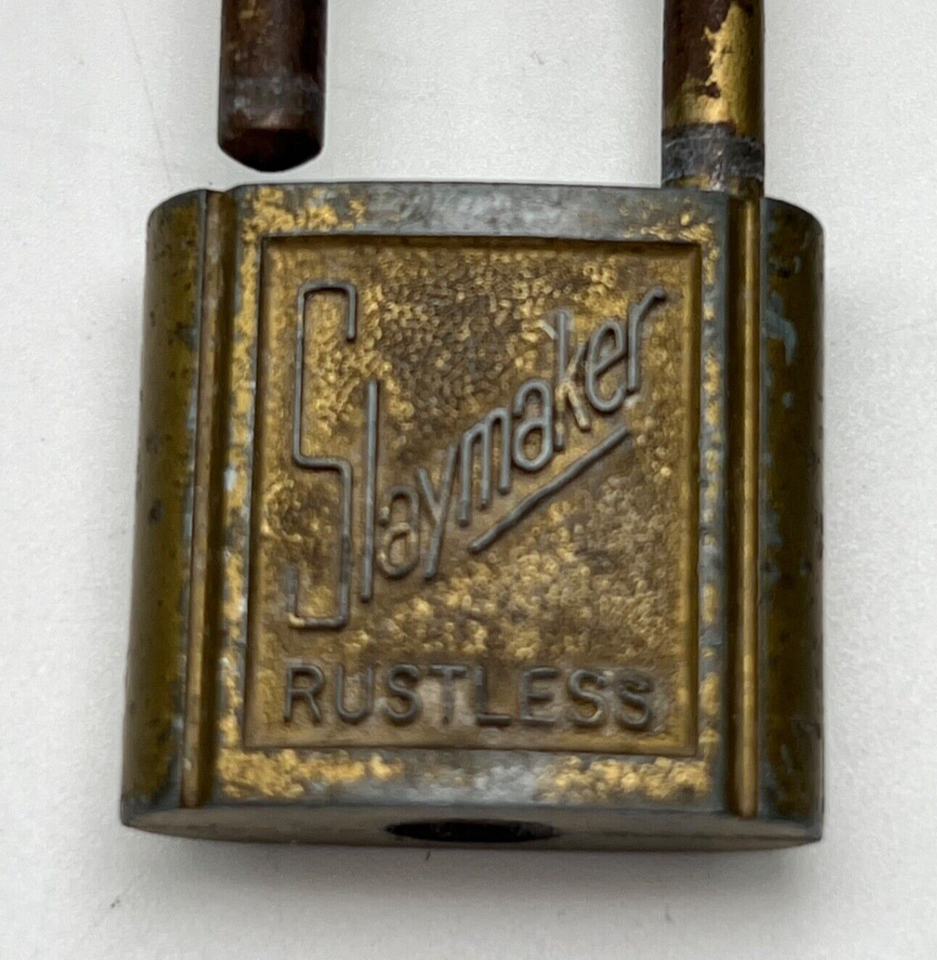 Vintage Slaymaker Rustless Padlock Brass Embossed Lock With 1 Key Works ...