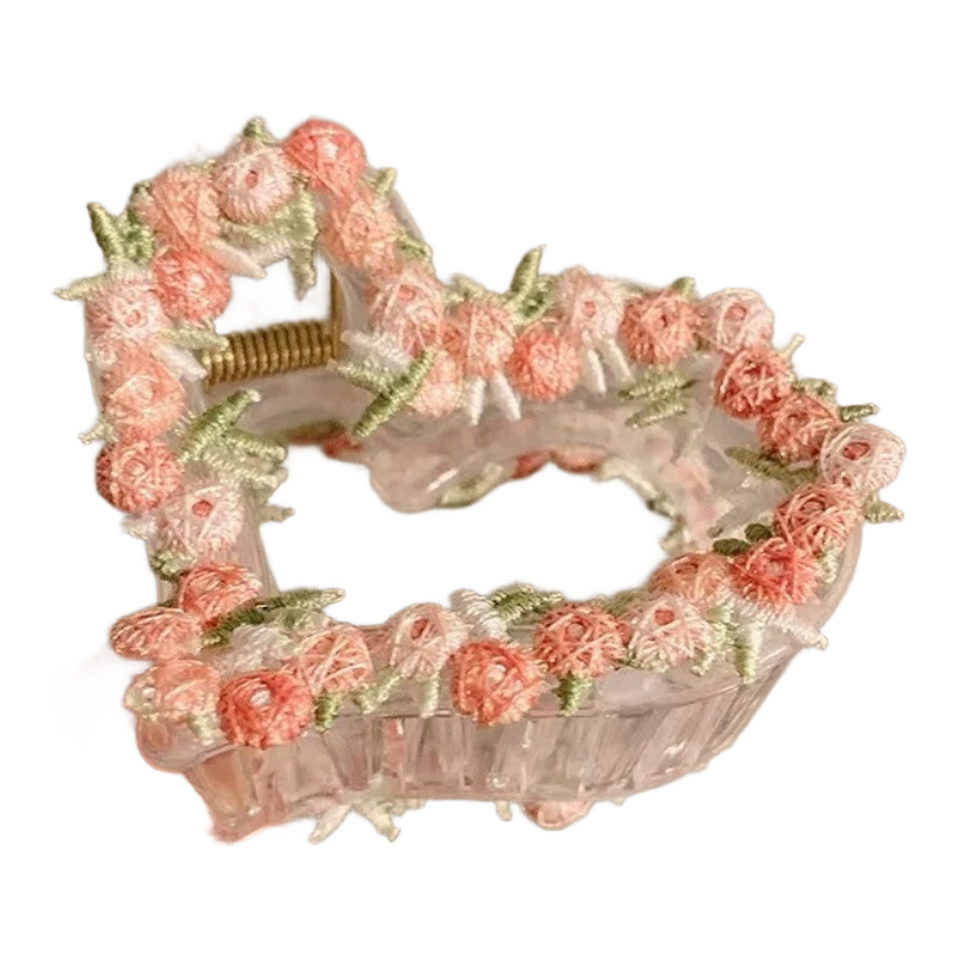 Spring Fresh Korean Style Pastel Pink Floral Hair Claw Clip for Women ...
