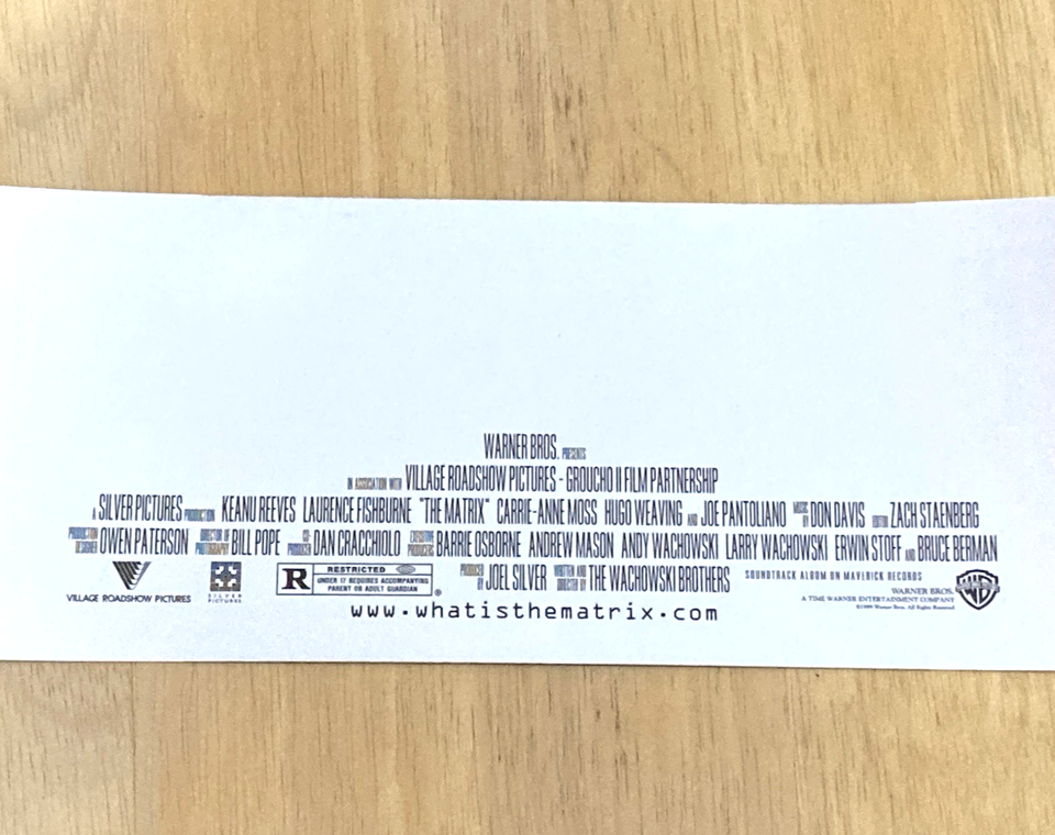 Lot 15 The Matrix Screening Ticket Pass Original All Media 1999 Keanu ...