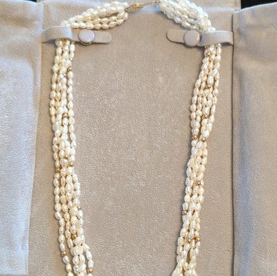 Shane Co. Multi-Strand Freshwater Pearl Necklace 22" Yellow Gold Fish ...