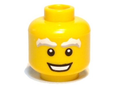 LEGO - Minifig, Head Male White & Gray Bushy Eyebrows, Open Mouth Smile ...