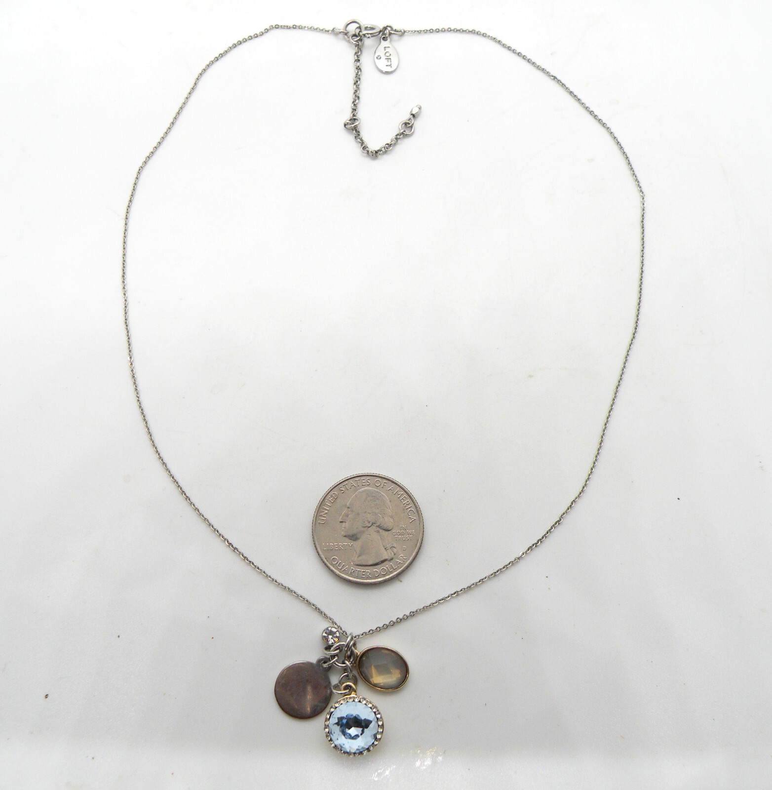 Vintage Loft Signed Blue Crystal Chain Mix Tone Penda… - Gem