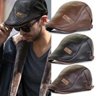 Men Beret Hat Leather Cap Newsboy Gatsby Flat Cap Ivy Golf Driver Cap ...