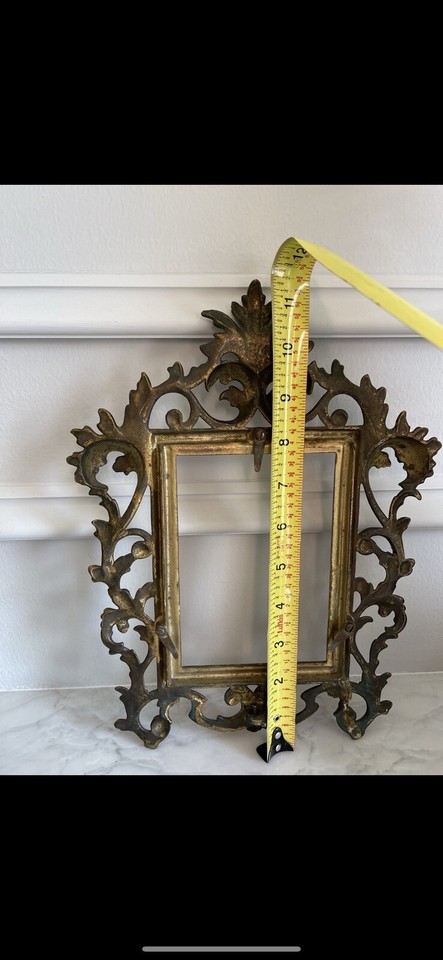 Vintage Gilt Metal VICTORIAN PICTURE FRAME Easel Broken 11x7 Fits 4x6 ...