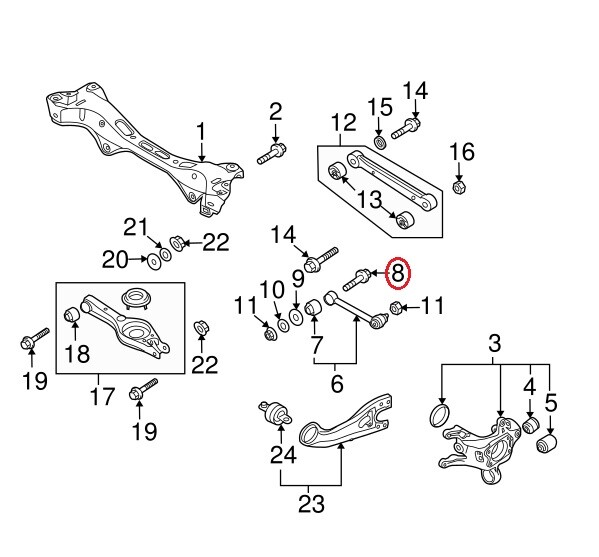 For Hyundai Sonata 2011-2015 Hyundai 546403R000 Lateral Arm Bolt for ...