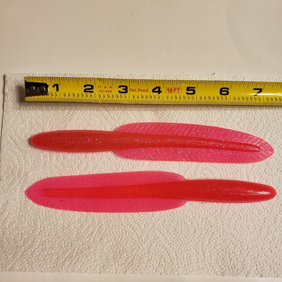 10 Hand poured 7.5 inch Reaper Plastic Worms Pink Glitter | eBay