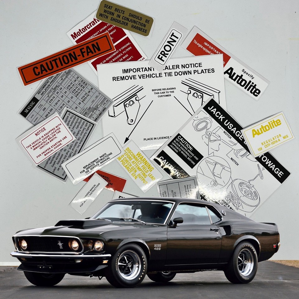 Ford Mustang Restoration Warning Caution Engine Stickers Labels | eBay