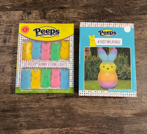 Peeps Bunny String Lights and 4 Foot Inflatable Rainbow Bunny Set | eBay