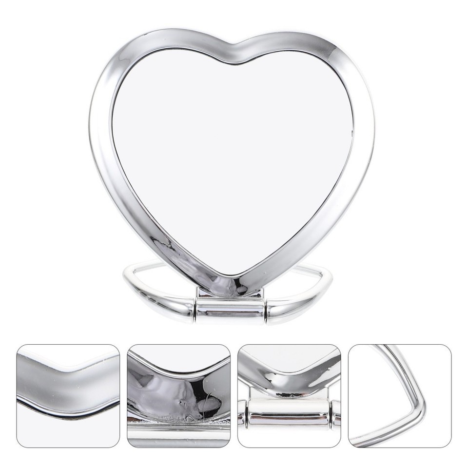 Convenient Girl Mirror Creative Heart Shaped Foldable Mirror Woman ...