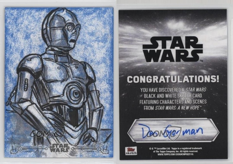 2018 Topps Star Wars Black and White 1/1 Dan Gorman Auto Sketch p1l | eBay