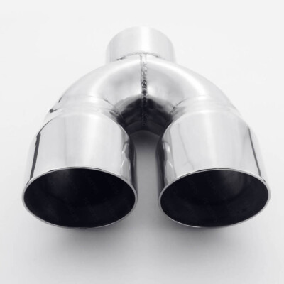 Stainless Steel Dual 3" Out Exhaust Tip 2-1/4" Inlet SS304 Angle Cut ...