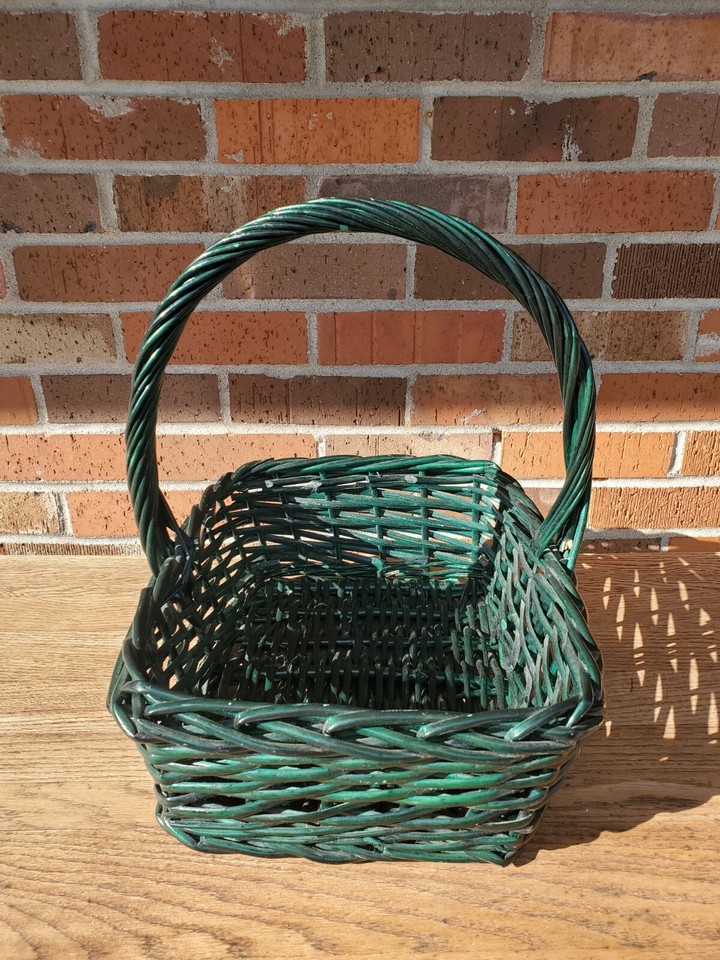 Green Woven Basket, Christmas Basket Decoration | eBay