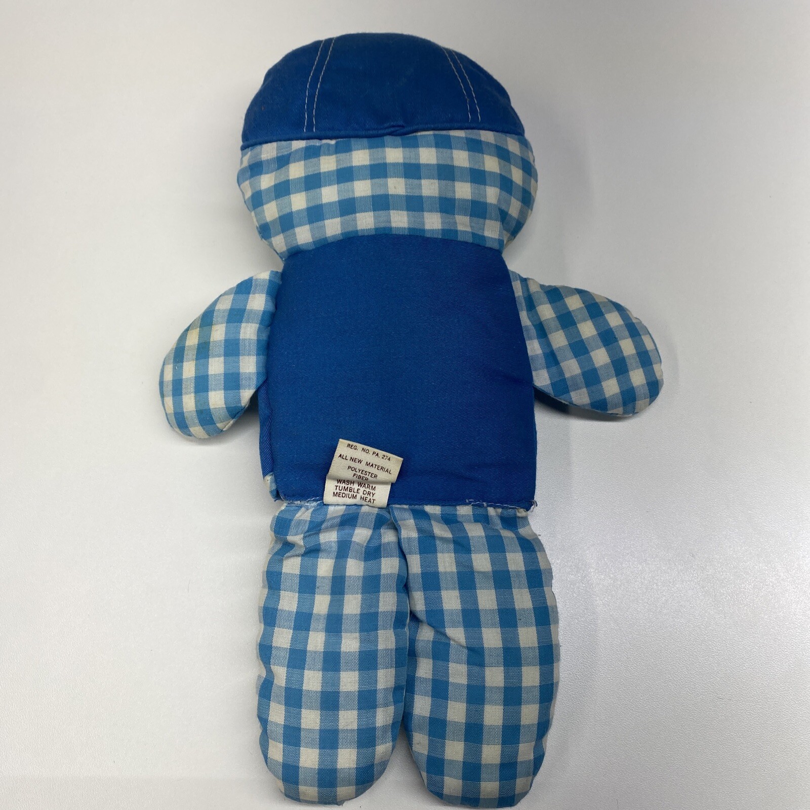 FISHER PRICE Vintage 1977 CHOLLY DOLLY #419 BLUE Checked RATTLE PLUSH ...