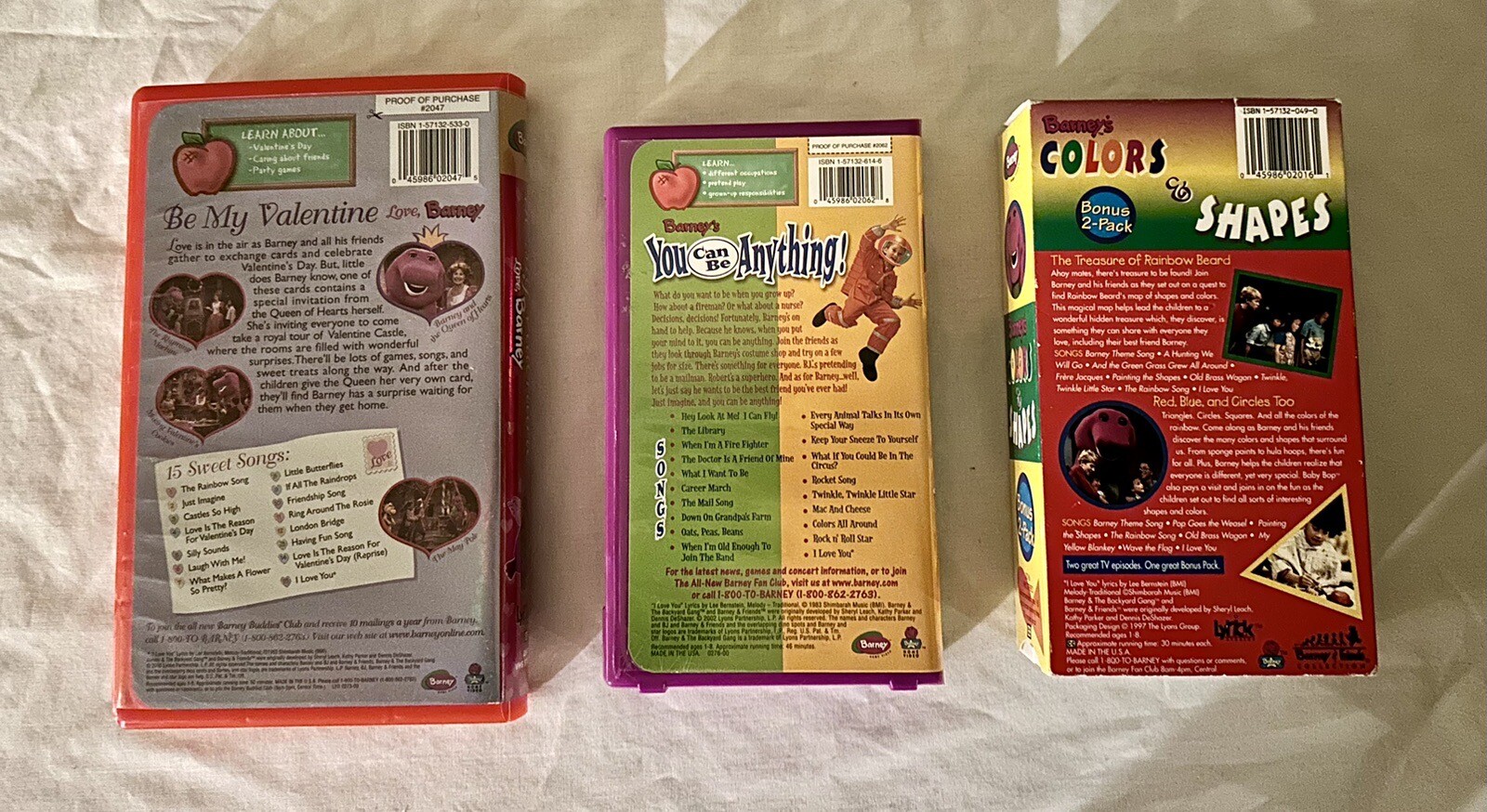 Barney VHS Tape Lot of 3 - Be My Valentine, You Can Be Anything, Colors ...