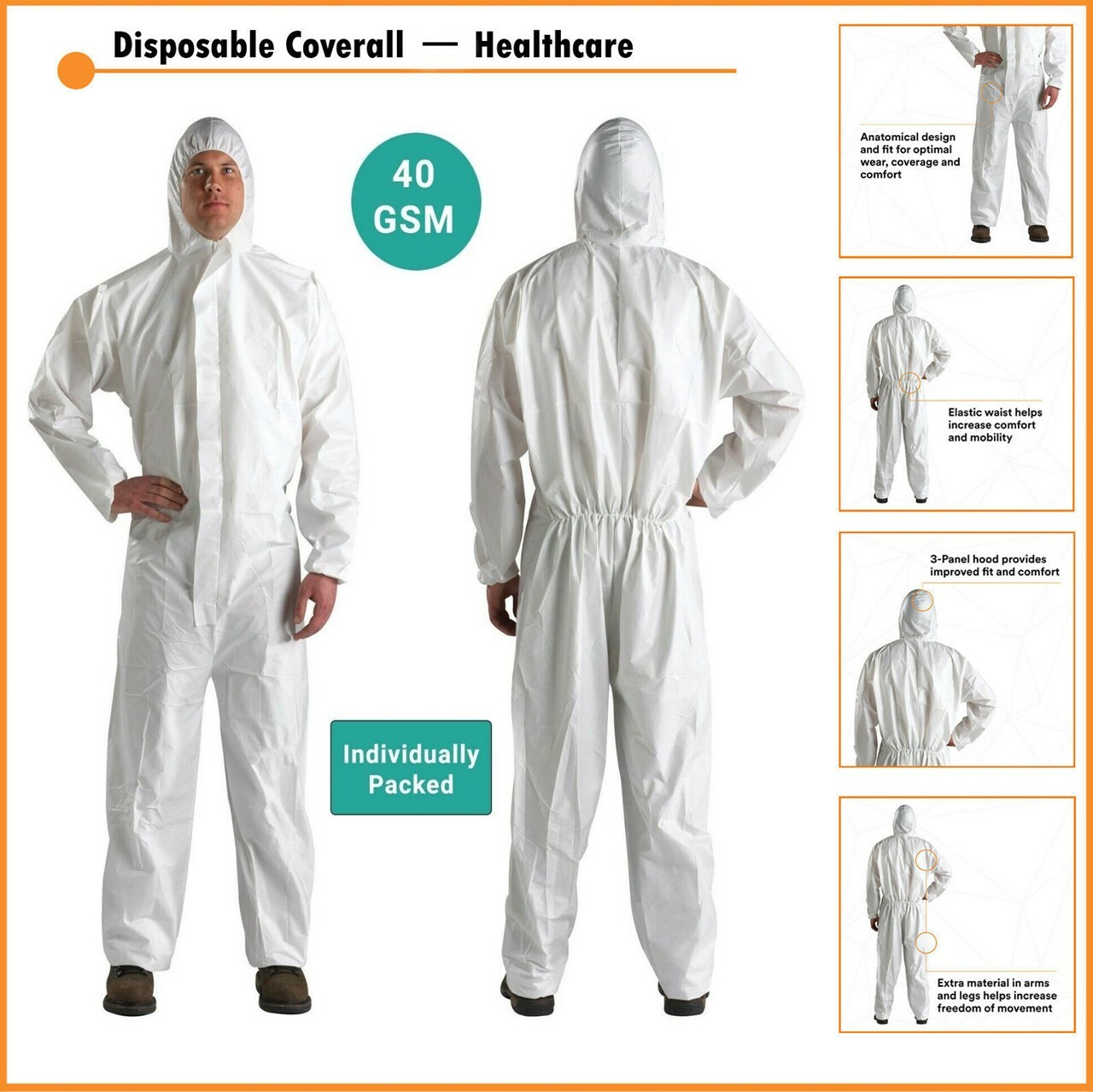Disposable Coveralls Overalls Boiler Paper Protective Suit Painter ...
