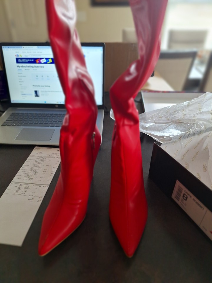Women's Red Patent Leather Thigh High Boot, Size 8 | eBay