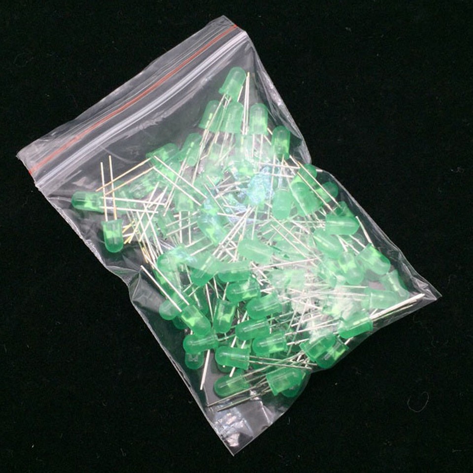 10 100 1000pcs 5mm diode 2pin Round white/red/blue/green/yellow LED ...