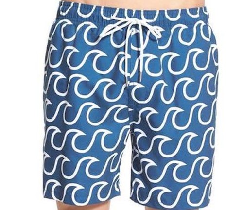 NWT Southern Tide Men's Wave Surf Pattern Blue White Swim Trunks Shorts ...