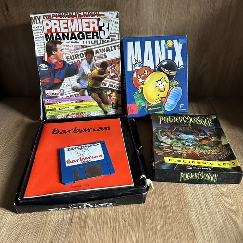 4 X Commodore Amiga Game Bundle - Barbarian Mannix Power Monger & More ...