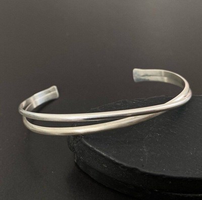 Nice 925 Solid Sterling Silver twisted double Bracelet/Bangle Unisex Jewelry | eBay
