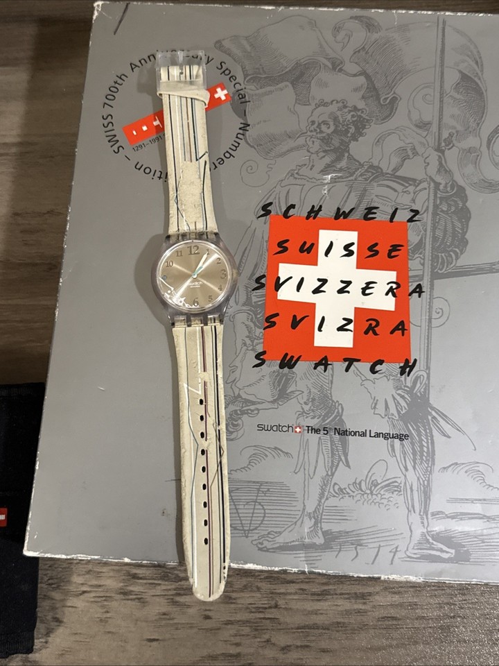 1991 Swatch Swiss Art Watch 700 Year Switzerland Set of 4 Swatches Plus ...
