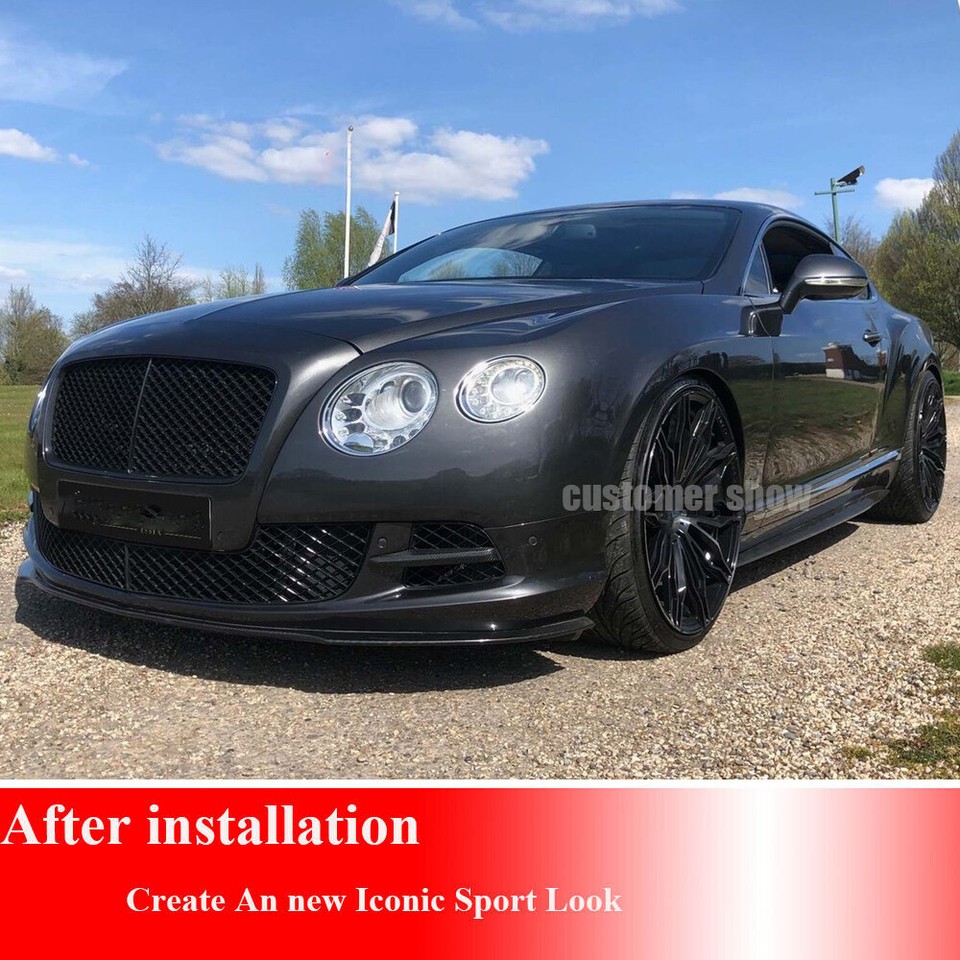 REAL CARBON Front Bumper Lip Spoiler For Bentley Continental GT 12-2016 ...
