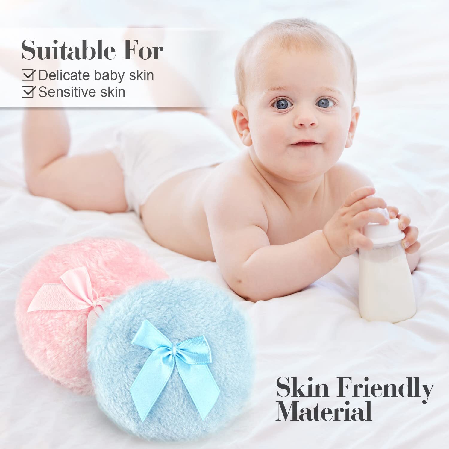 6 Pack 4 Inch Large Powder Puff Fluffy Soft Body Powder Puff Round ...