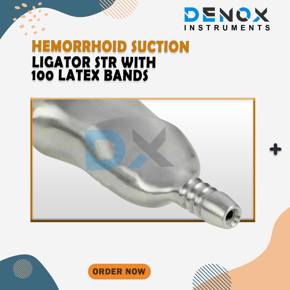 Hemorrhoid Suction Ligator STR Angle + 100 Latex Bands NEW Surgical ...