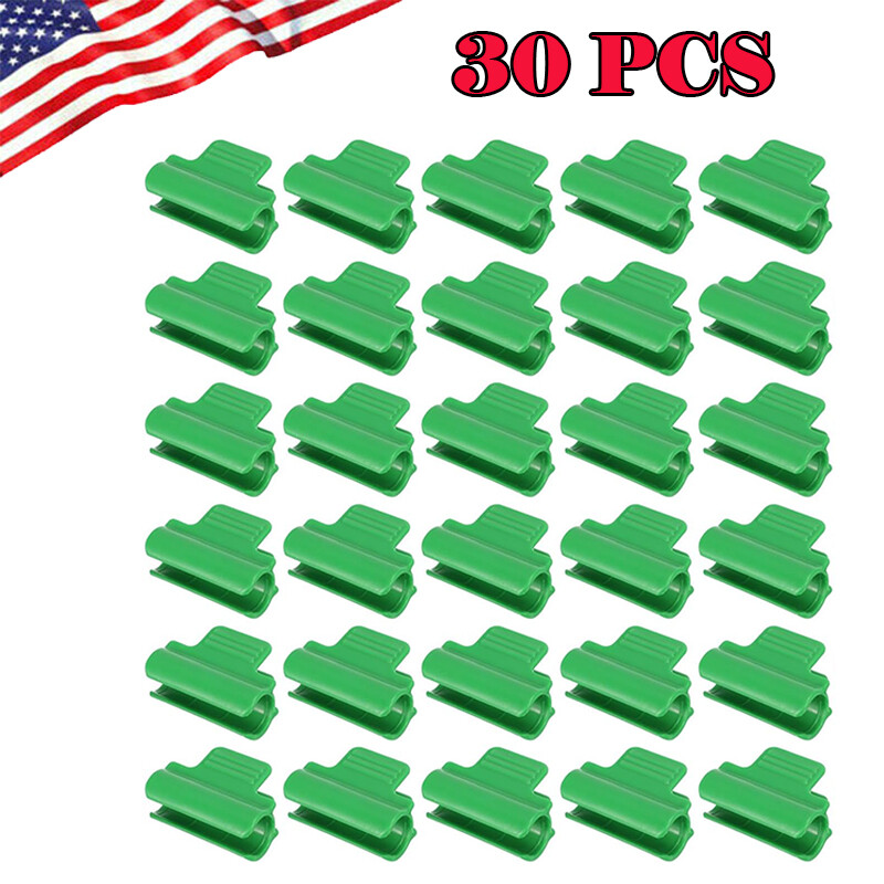 30PC Green Pipe Clamps Stakes Greenhouse Row Cover Netting Film Garden ...