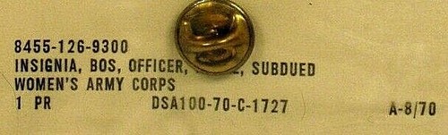 US Army Women's Army Corps WAC Officer Collar Insignia Pin Device Pair ...