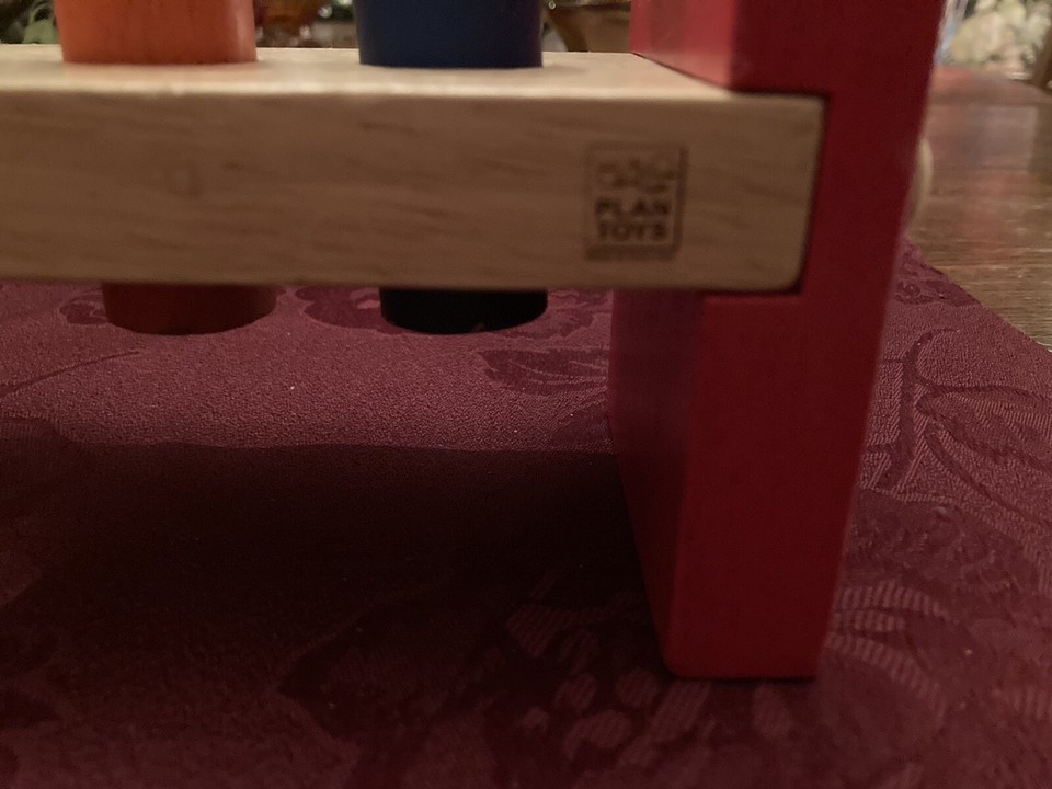 Plan Toy Wooden Hammering Block With 4 Round Wood Blocks to Hammer but ...