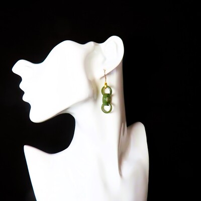 Chinese Carved Green Jadeite Jade Devil's Work Interlocking Circles ...