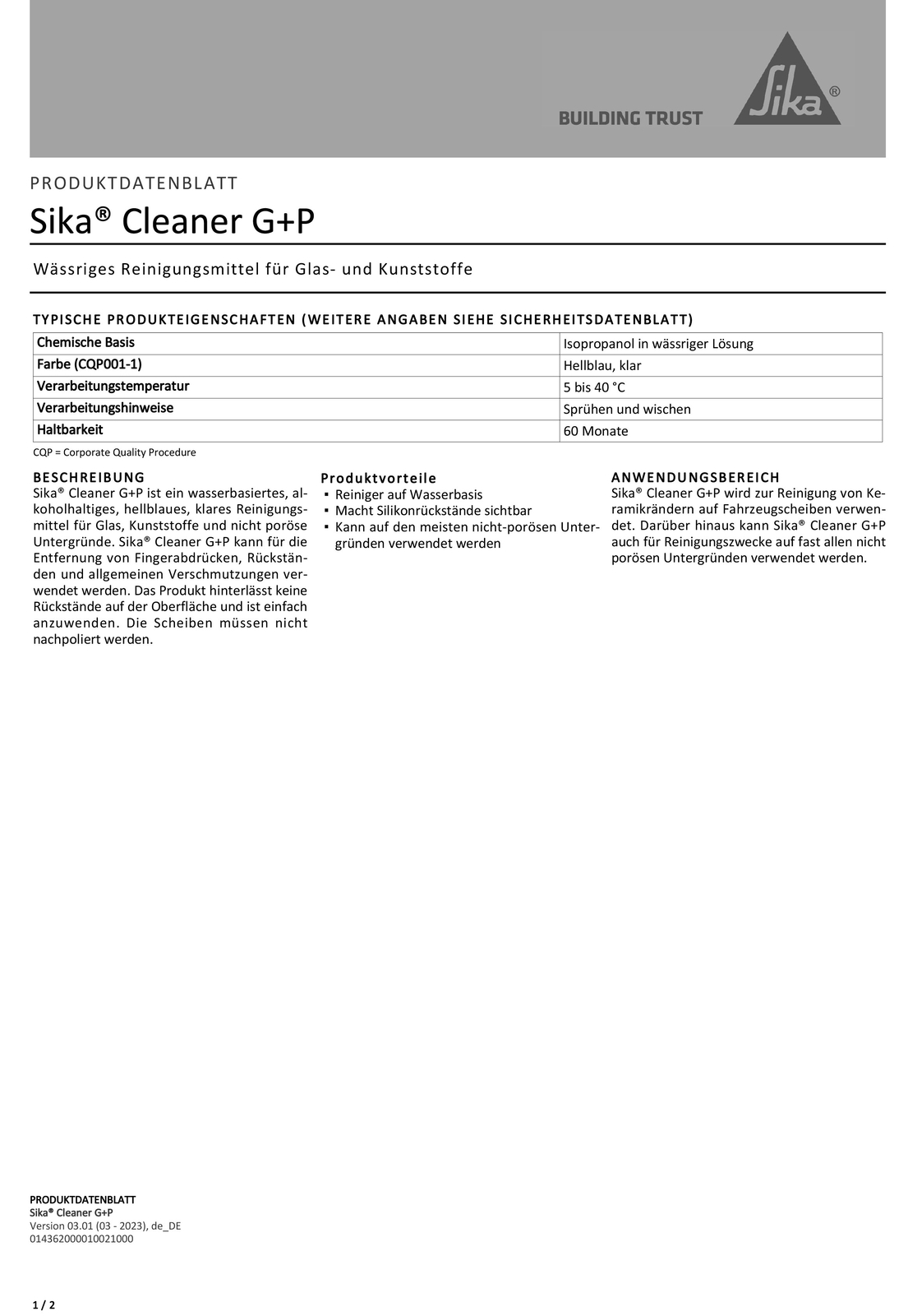 Sika Cleaner G+P | Cleanglass | Reinigungsmittel | 500 ml Flasche | eBay