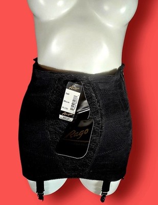 Black Rago # 349 NWT Open BTM Girdle w/lace Hook & Zip Silky panels XL ...